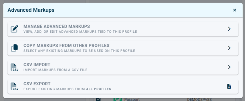 Profiles - Advanced Markups